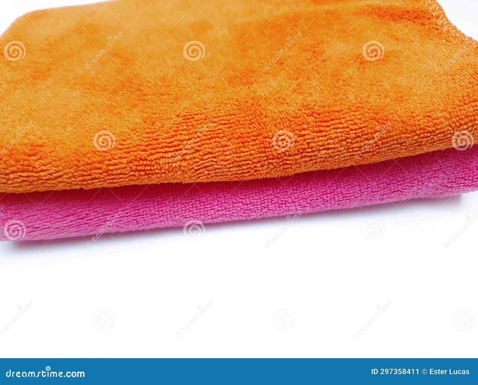 The Composition of Orange and Pink Microfiber Material Cloth. Stock ...