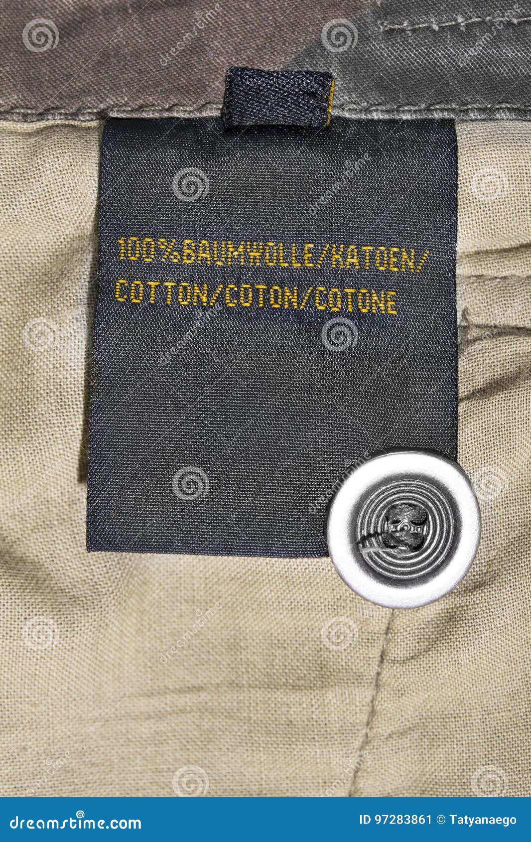 Fabric composition label stock image. Image of size, info - 97283861