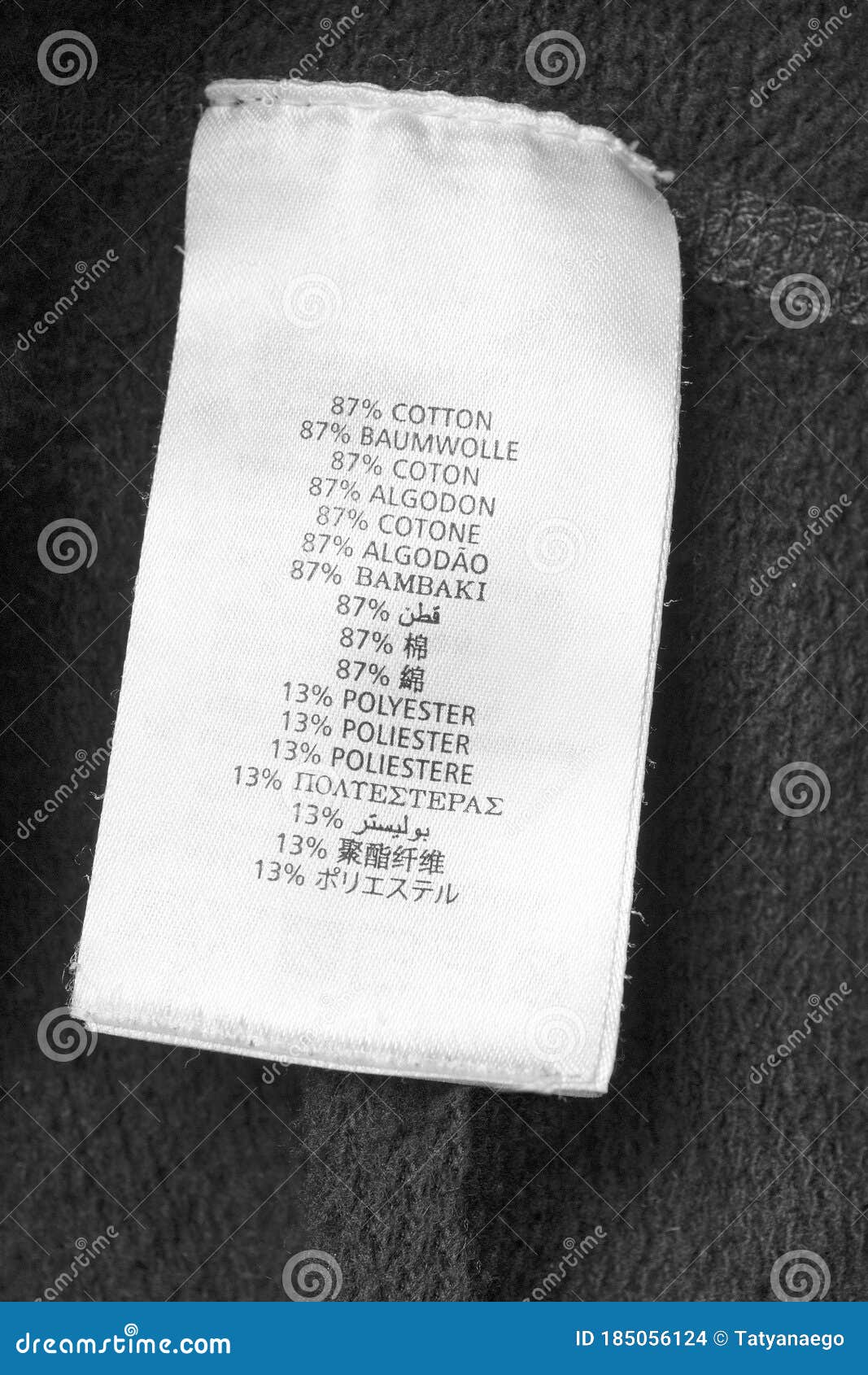 Fabric composition label stock photo. Image of closeup - 185056124