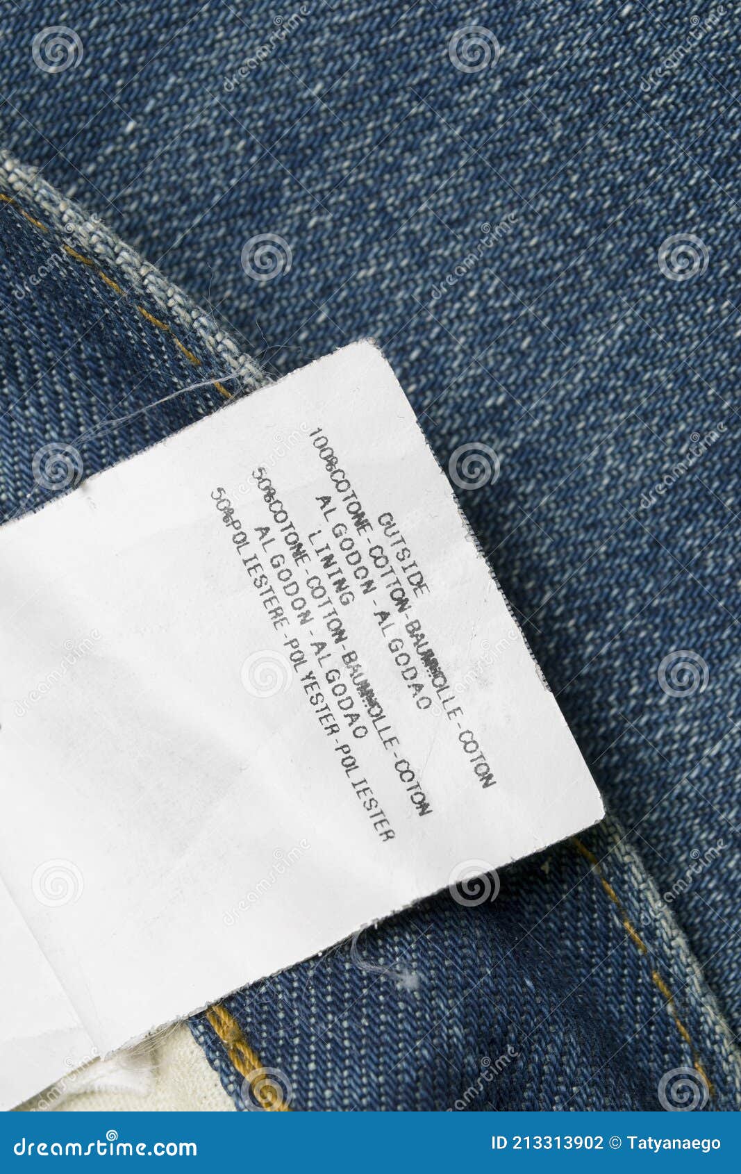 Fabric composition label stock photo. Image of composition - 213313902