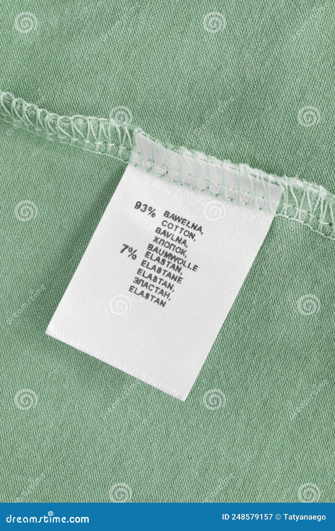 Fabric composition label stock image. Image of cotton - 248579157