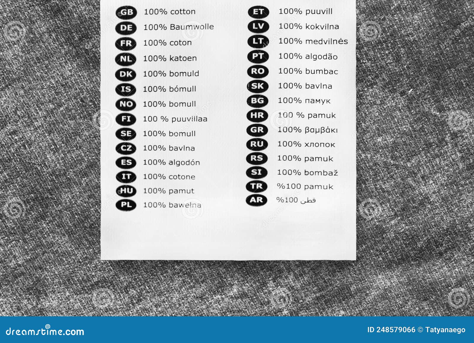 Fabric composition label stock photo. Image of label - 248579066