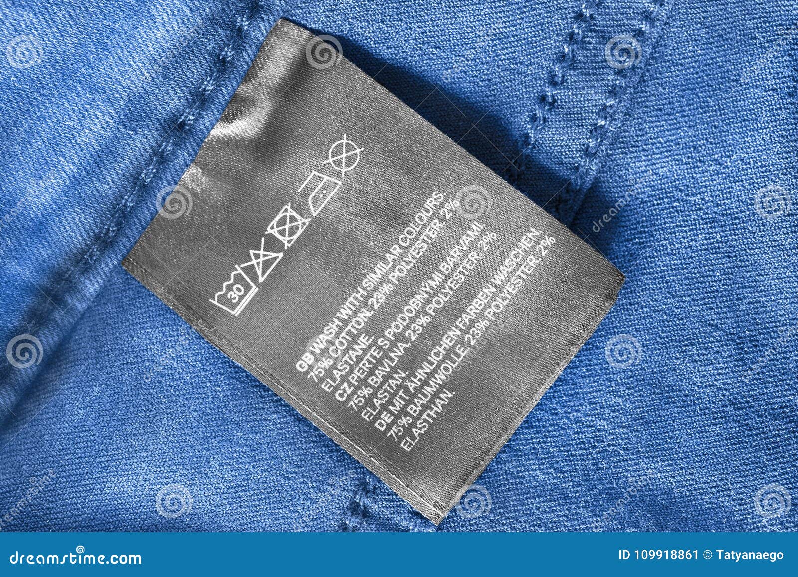 Fabric composition label stock image. Image of sign - 109918861
