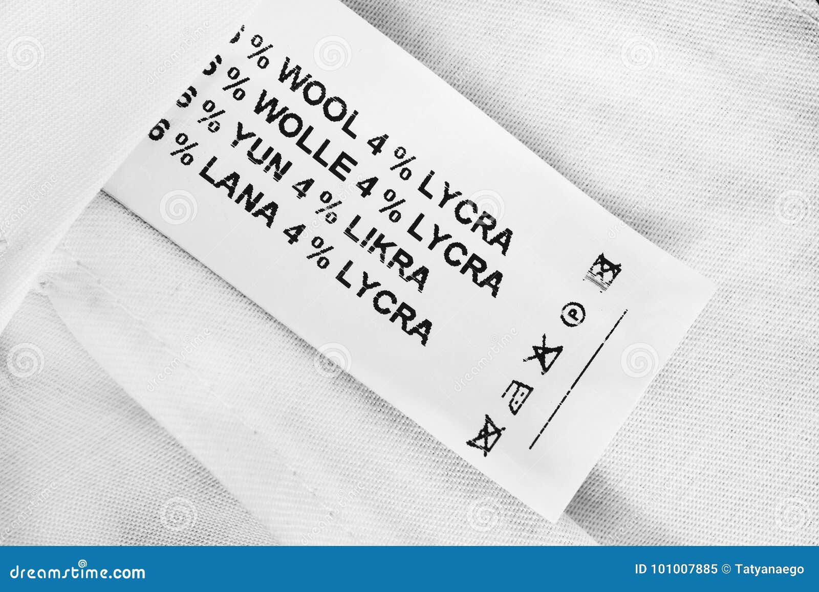 Fabric composition label stock image. Image of detail - 101007885