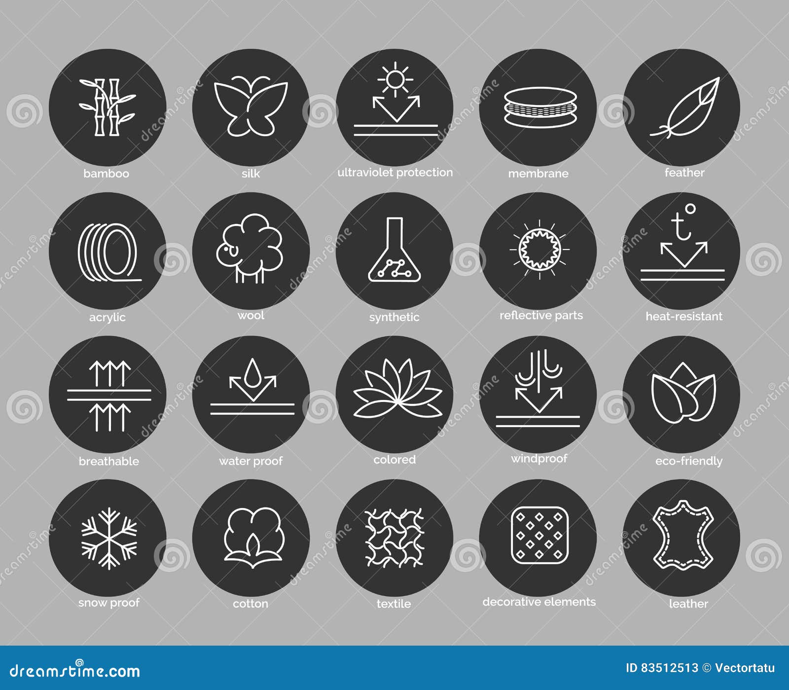 Fabric Feature Line Icons. Pictograms With Editable Stroke For G ... Fabric Feature Line Icons. Pictograms With Editable Stroke For G ...
