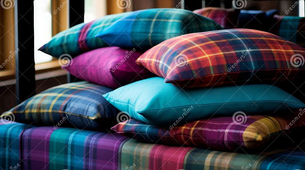 Fabric Featuring Bold Contemporary Plaid Pattern Stock Illustration ...
