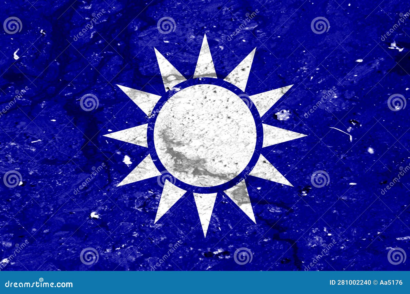 Fabric Flag of Kuomintang. a White Sun with Twelve Rays on Blue ...