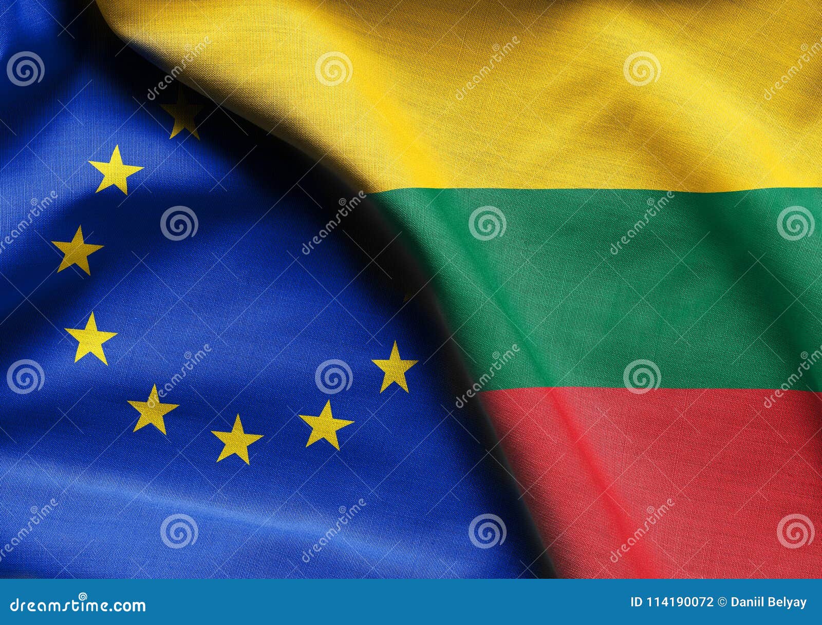 Flags of Lithuania and European Union Stock Photo - Image of north ...