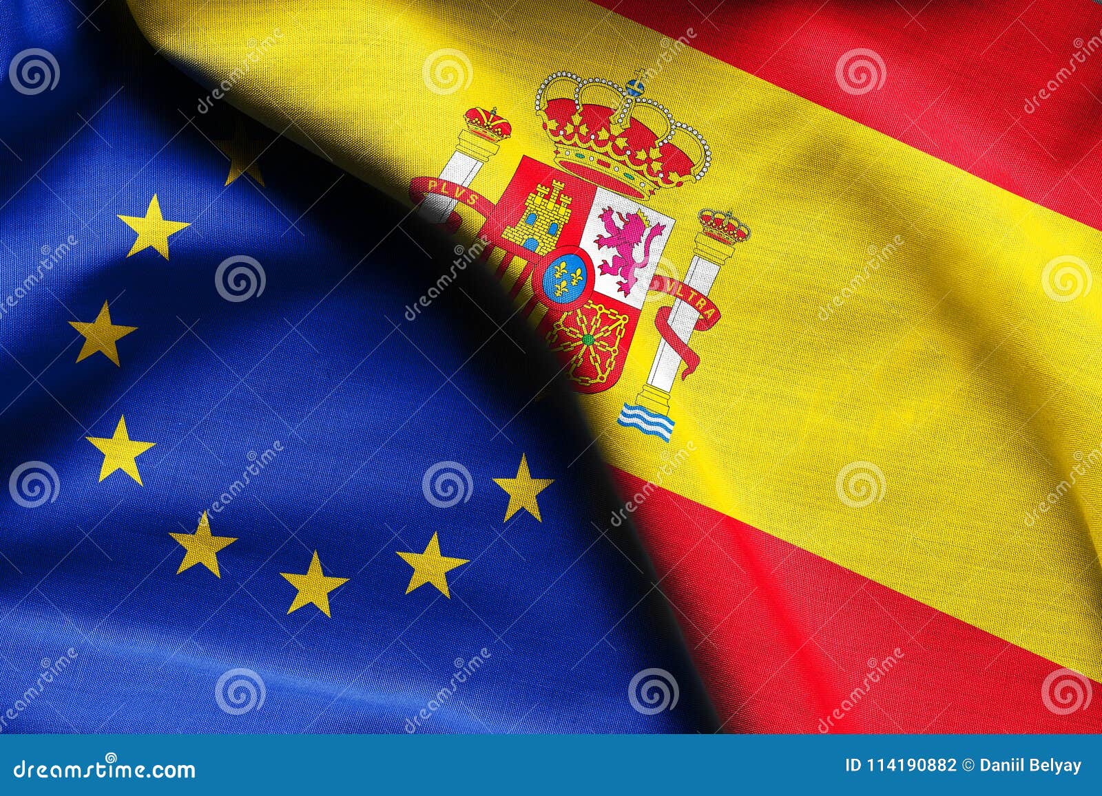 Flags of Spain and European Union Stock Photo - Image of businessicons ...