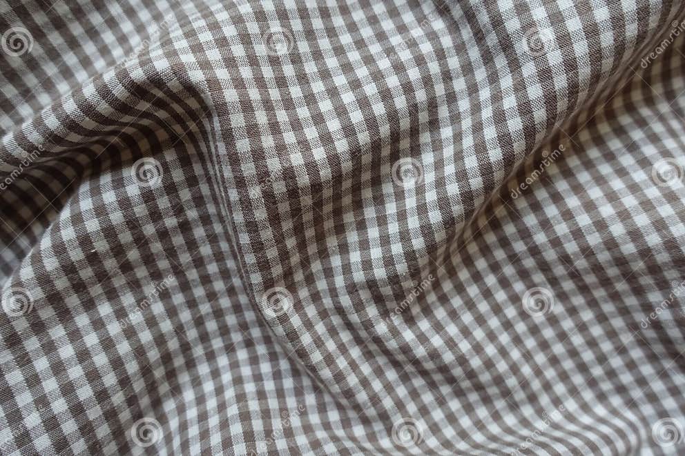 Fabric with Gray and White Gingham Pattern in Soft Folds Stock Image ...