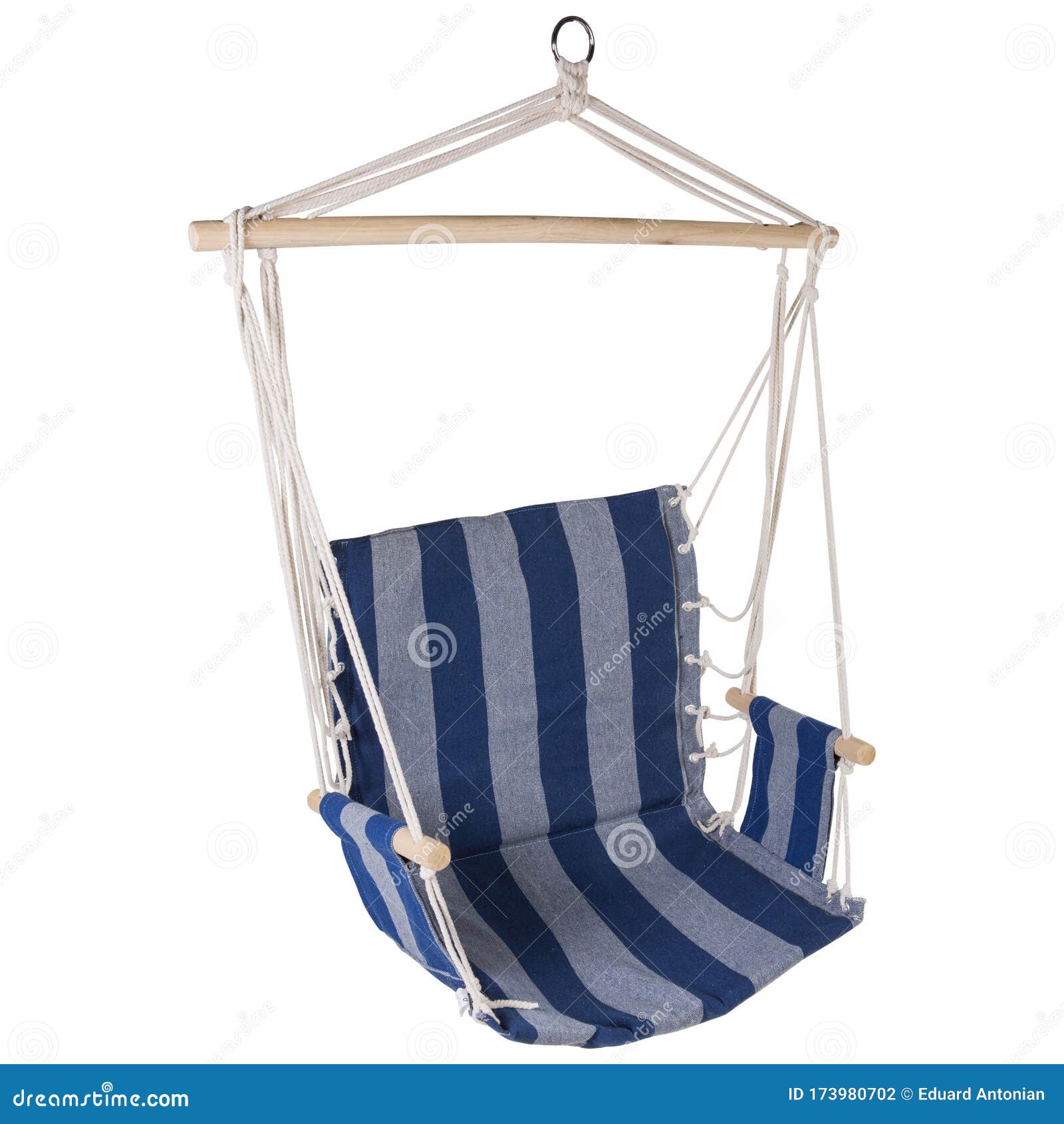 Fabric Hammock Chair with Blue Stripes, Hanging, on a White Background ...