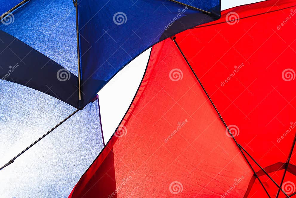Fabric of an Intense Red and Blue Umbrella Stock Photo - Image of vivid ...