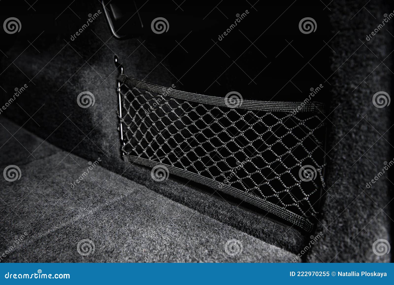 Fabric Lining of Car Trunk with a Mesh Pocket. Stock Image - Image of ...