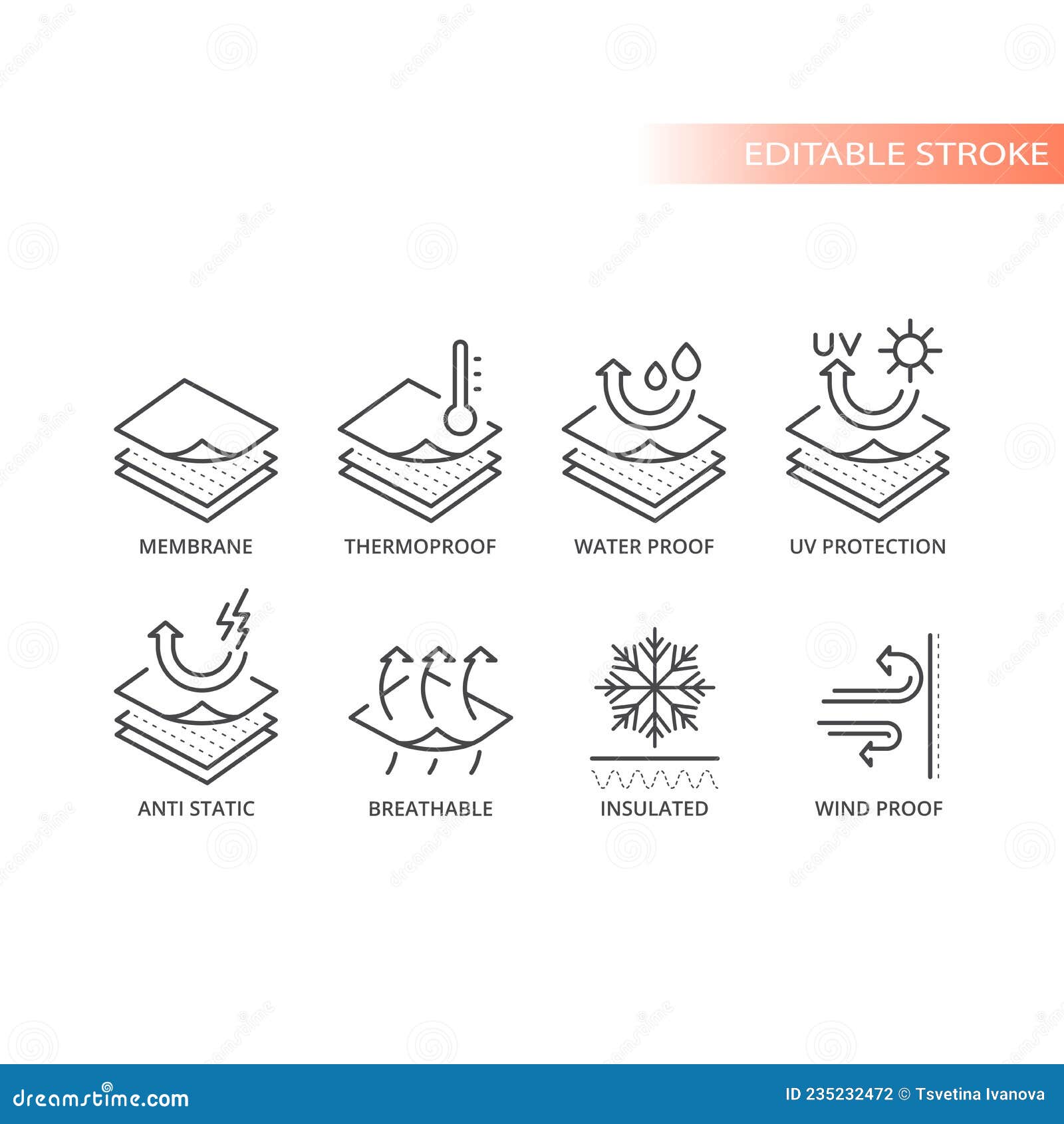 Fabric Material Feature Vector Icon Set Stock Vector - Illustration of ...