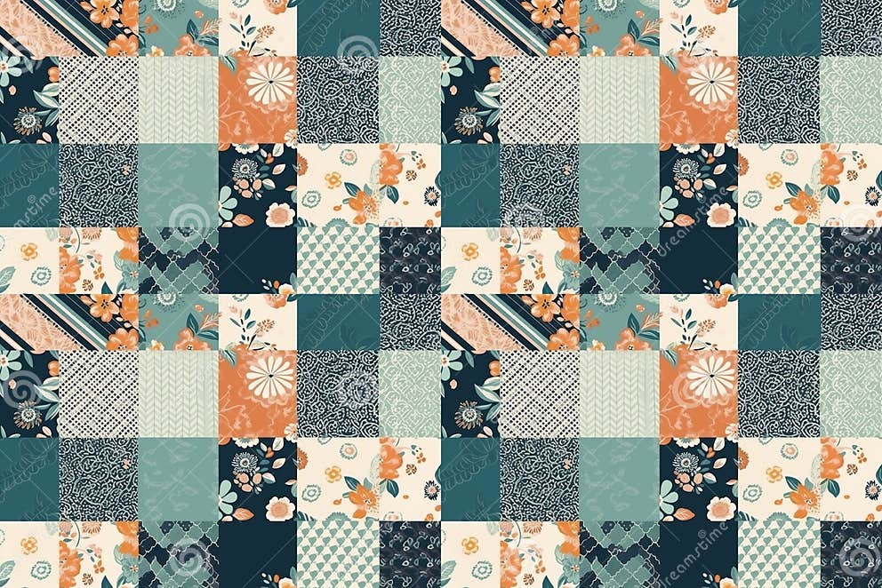 Fabric Mock Up Design with Patchwork Details, Created with Generative AI Technology Stock ...