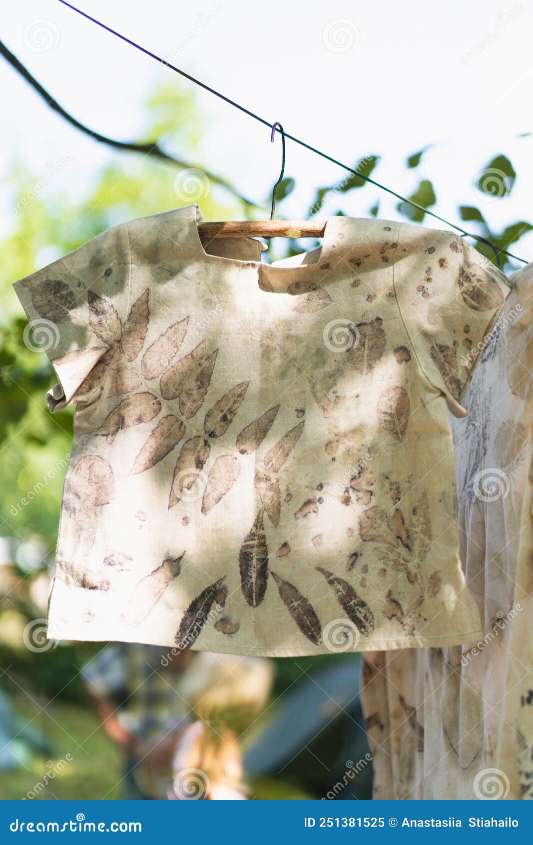Fabric with Natural Leaf Patterns. Handmade Stock Image - Image of ...