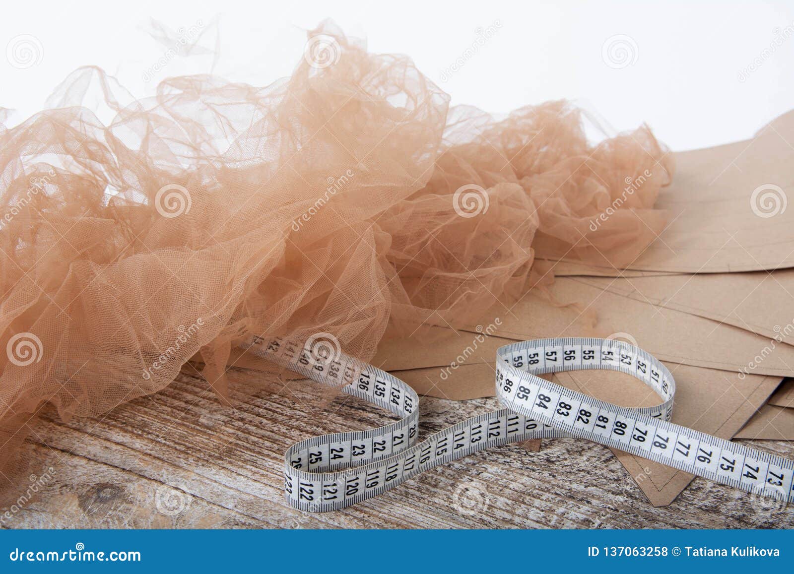 Fabric and Objects for Sewing Clothes. Roulette and Patterns on the ...