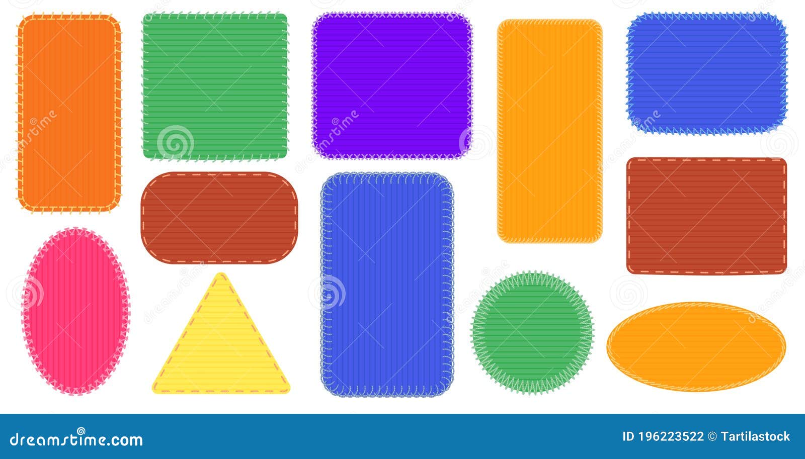 Fabric Patches Frames. Triangle and Rectangle Seam Stock Vector ...