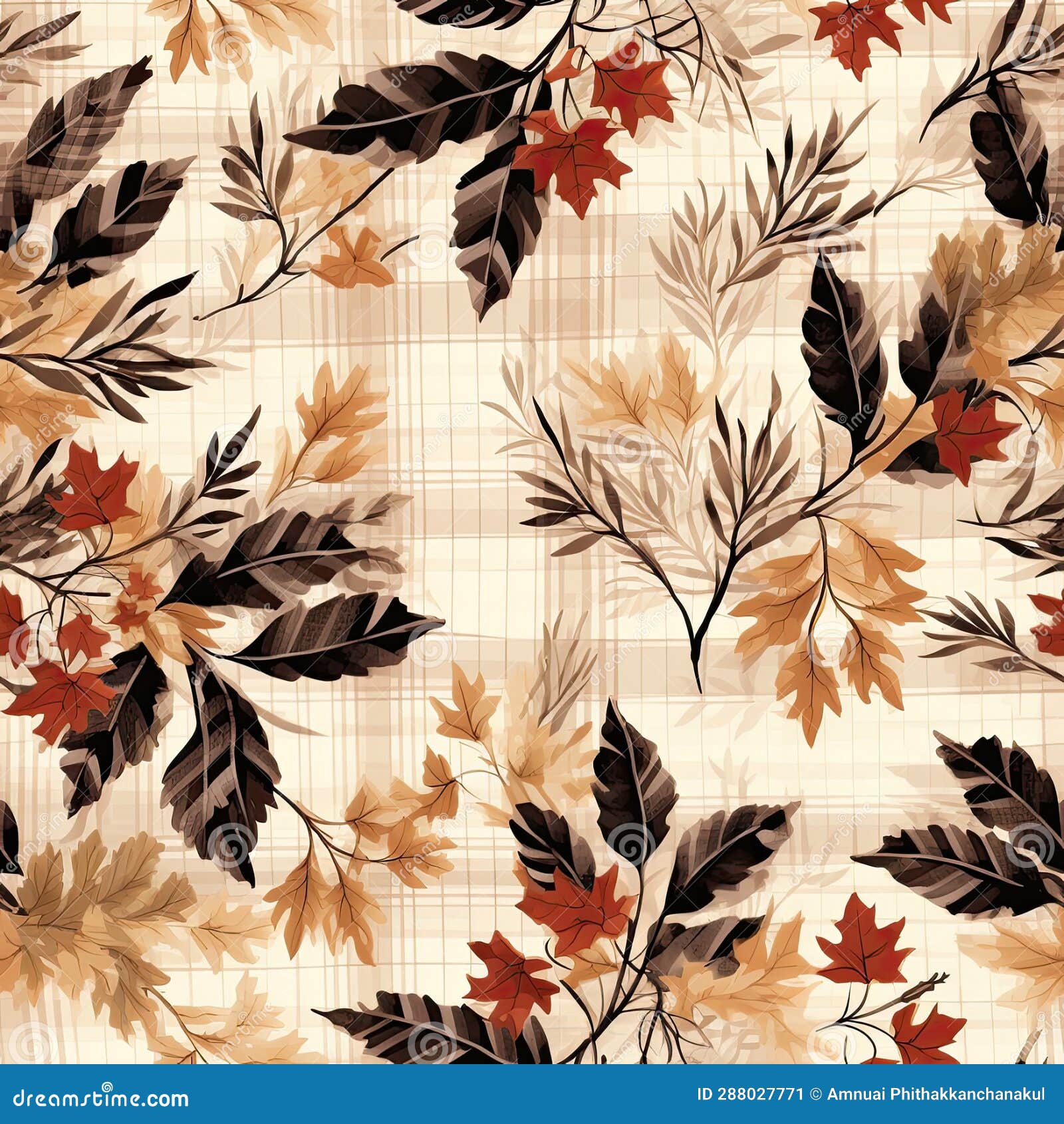 Seamless Fabric Pattern that Combines Rustic Plaid Patterns with Autumn ...