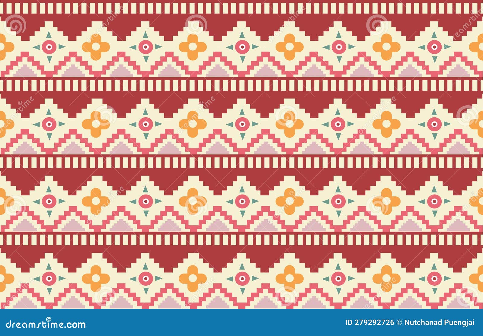 Traditional Flower Tribal Pattern Vector Seamless Geometric Ethnic ...