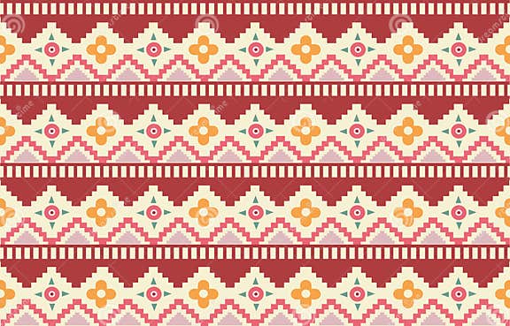 Traditional Flower Tribal Pattern Vector Seamless Geometric Ethnic ...