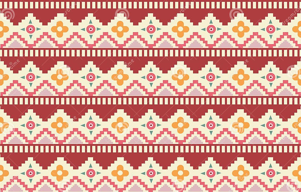 Traditional Flower Tribal Pattern Vector Seamless Geometric Ethnic ...
