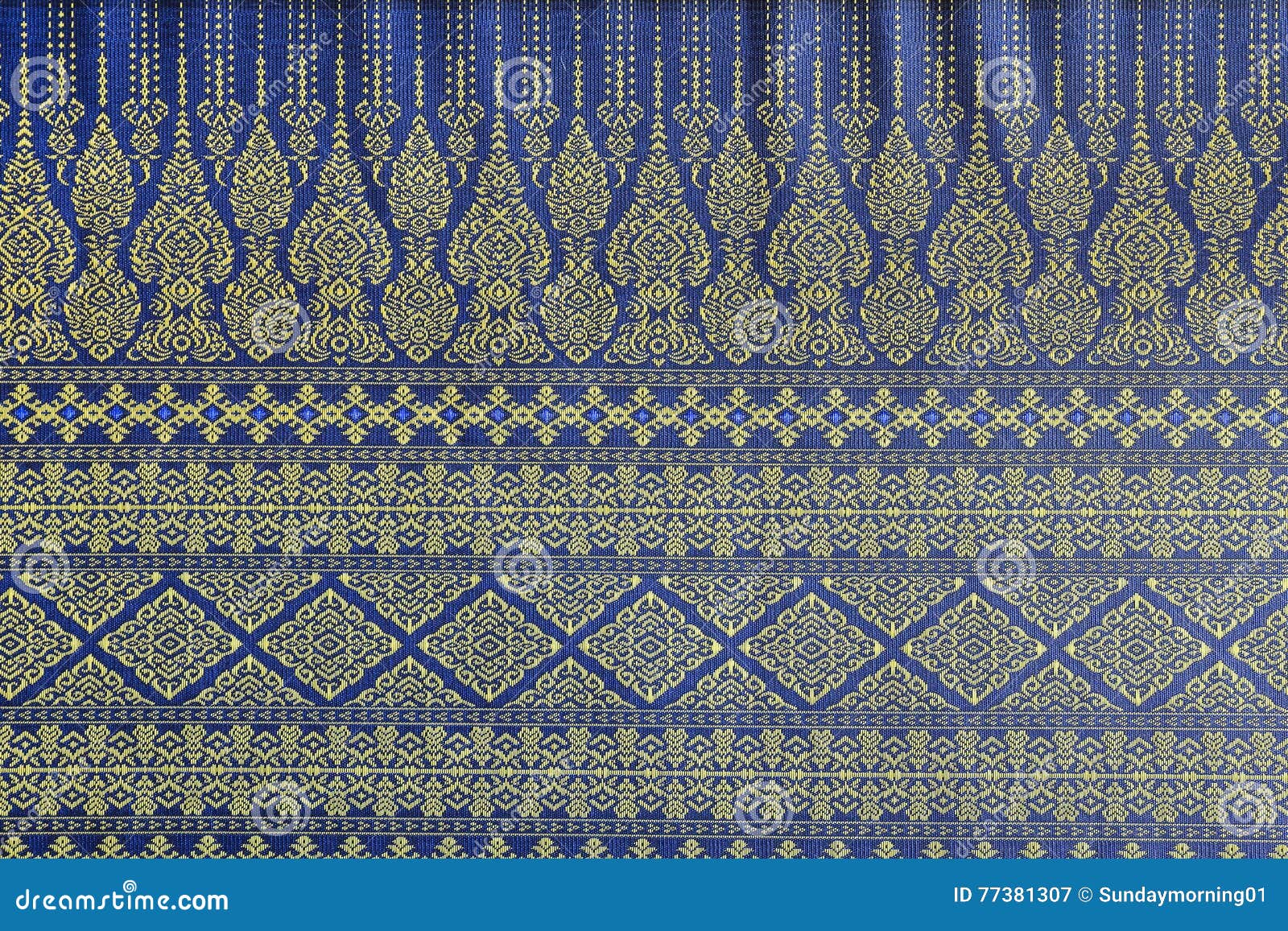 Fabric Patterned Traditional Thai Style Stock Image - Image of paper ...
