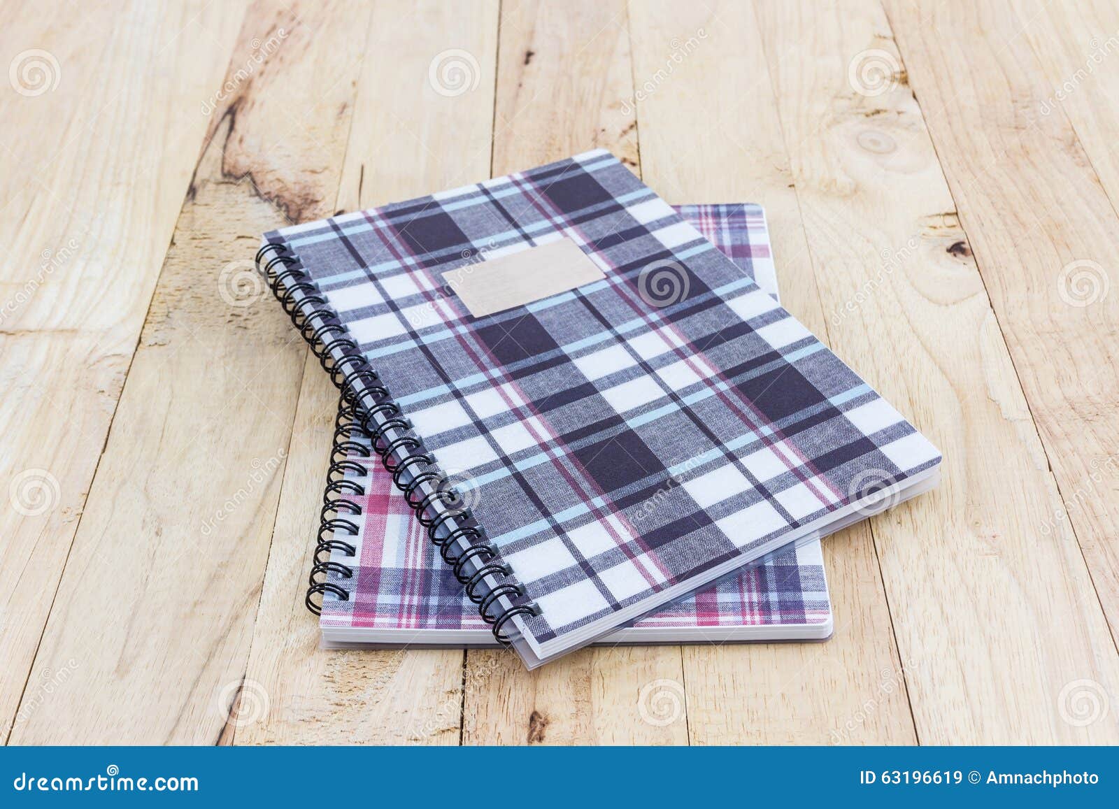 Fabric Plaid Texture Cover Spiral Notebook. Stock Image - Image of ...