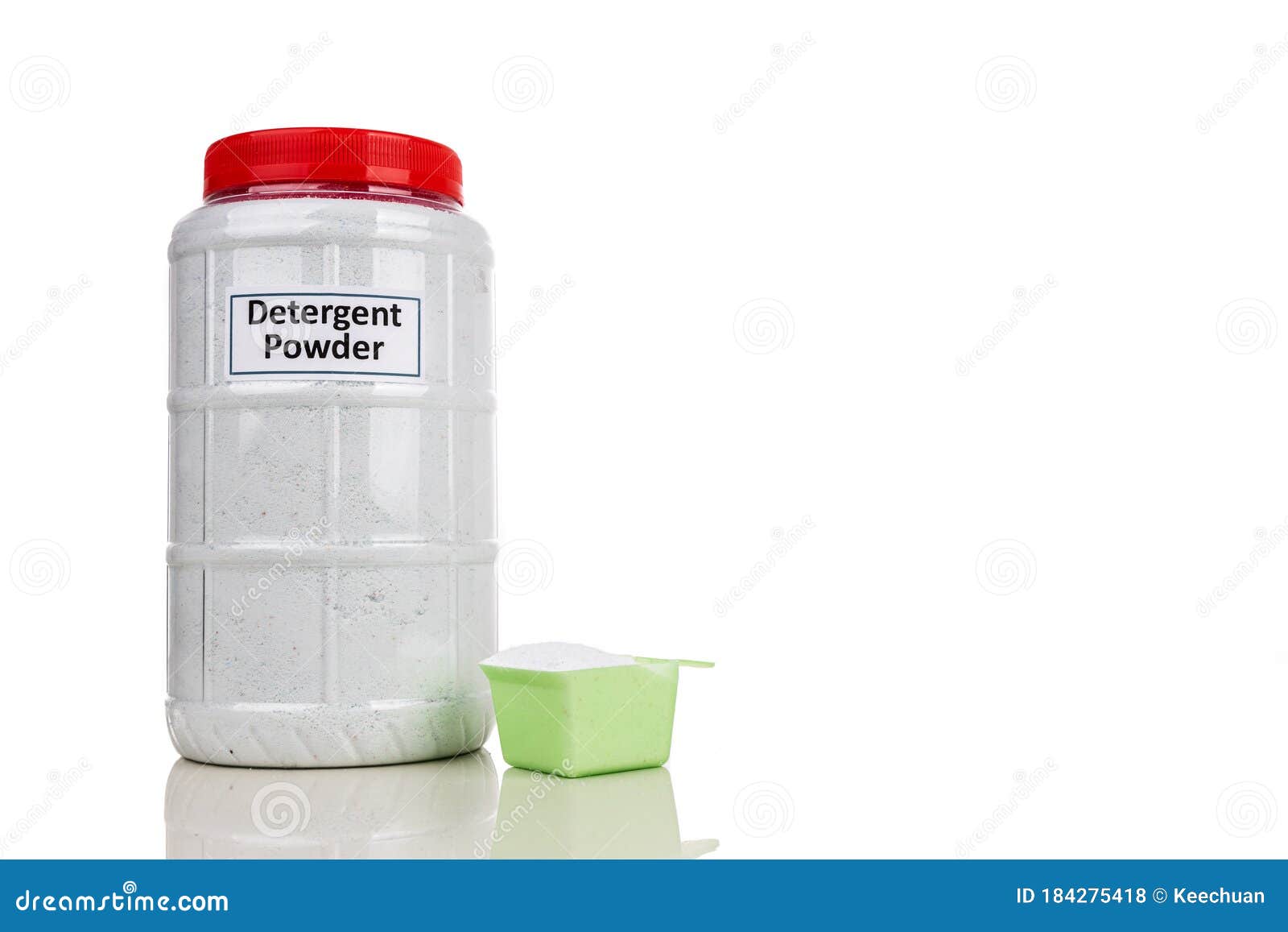 Fabric Powder Laundry Detergent with Scooper Against White Background ...