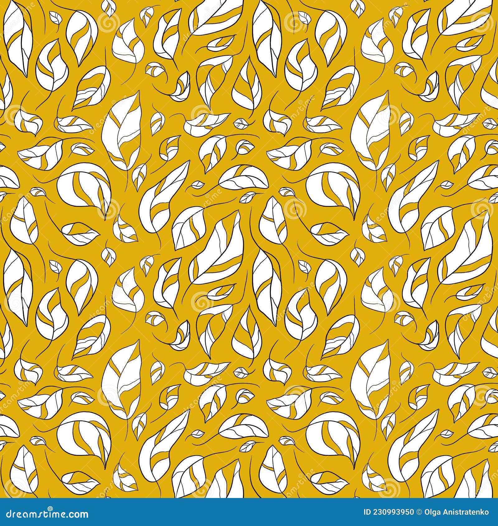 Fabric Print Raster Seamless Pattern Contour, Leaves Stock Illustration ...