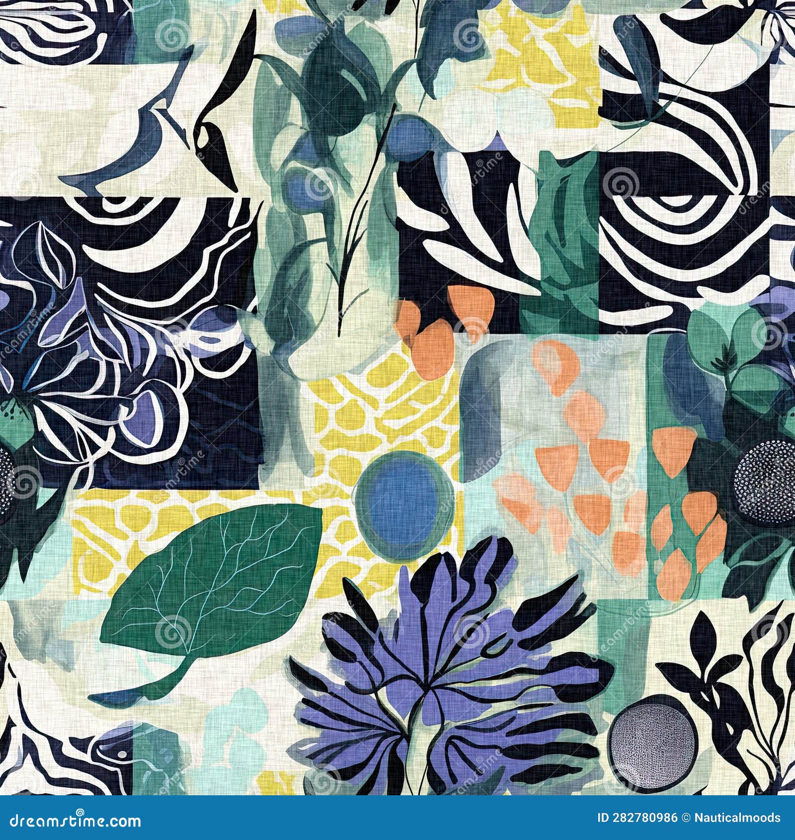 Fun Modern Pattern Clash Fabric Print for Summer Beach Textile Designs ...