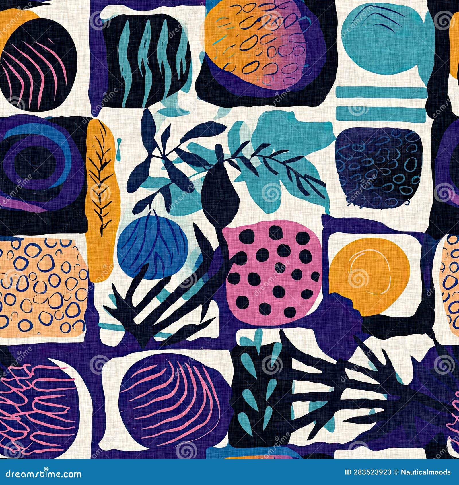 Fun Modern Pattern Clash Fabric Print for Summer Beach Textile Designs ...