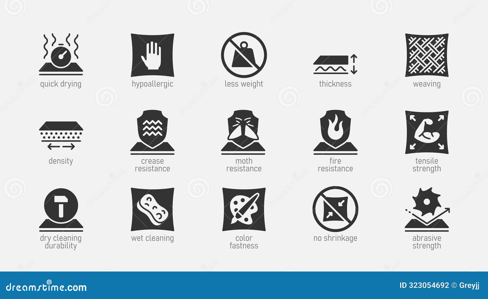 Fabric Properties Flat Line Icon. Clothes Material Icon On White ...