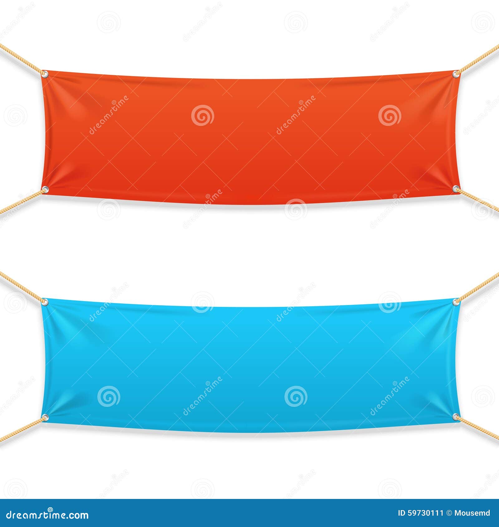 Fabric Rectangular Horizontal Banner with Ropes Stock Vector ...