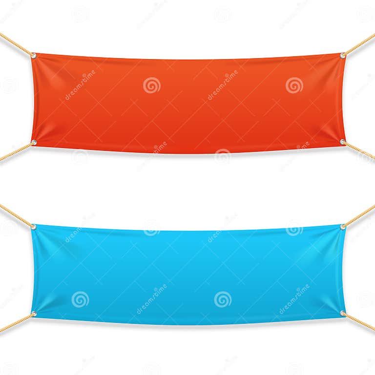 Fabric Rectangular Horizontal Banner with Ropes Stock Vector ...