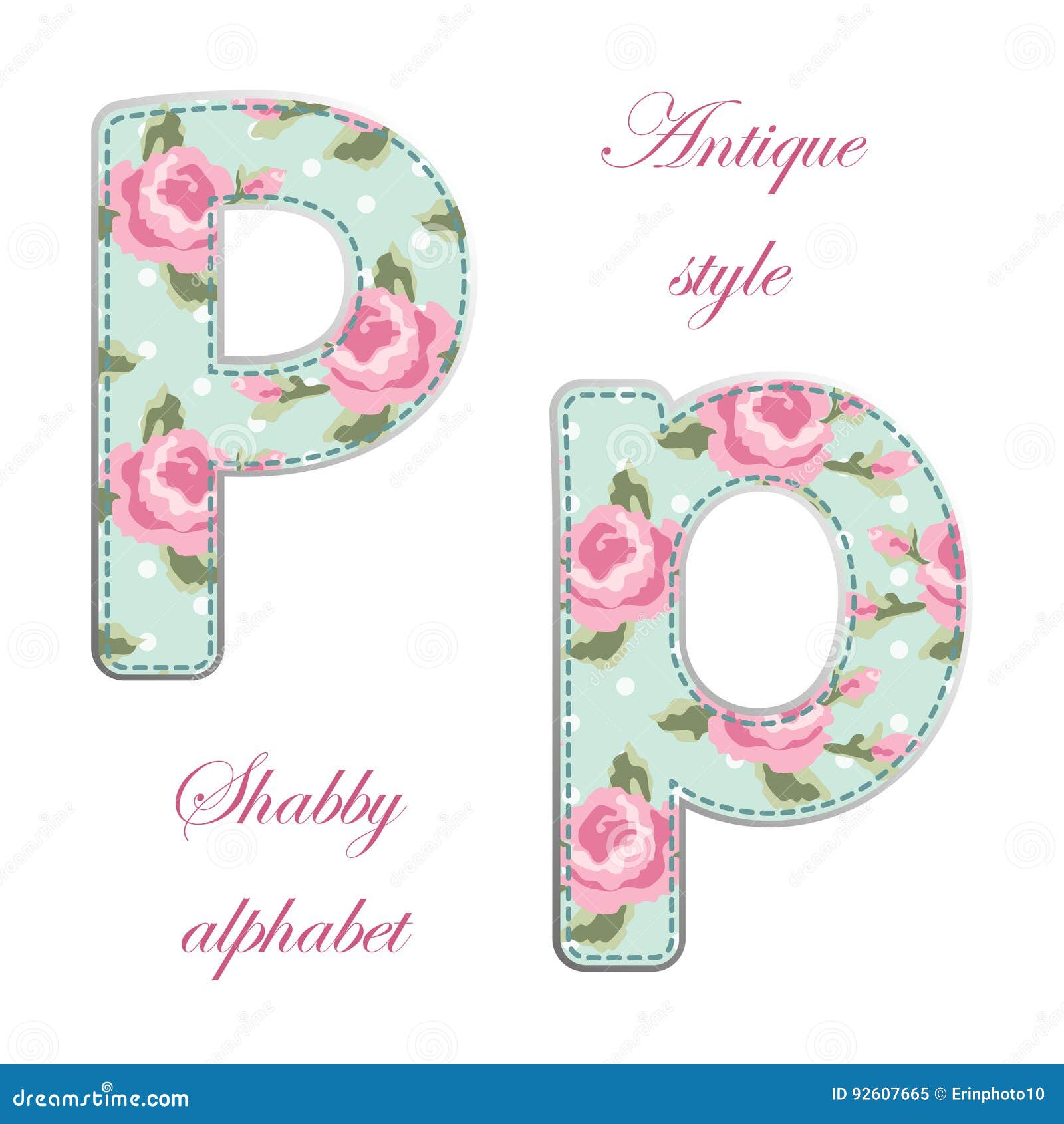 Fabric Retro Letters in Shabby Chic Style Stock Vector - Illustration ...