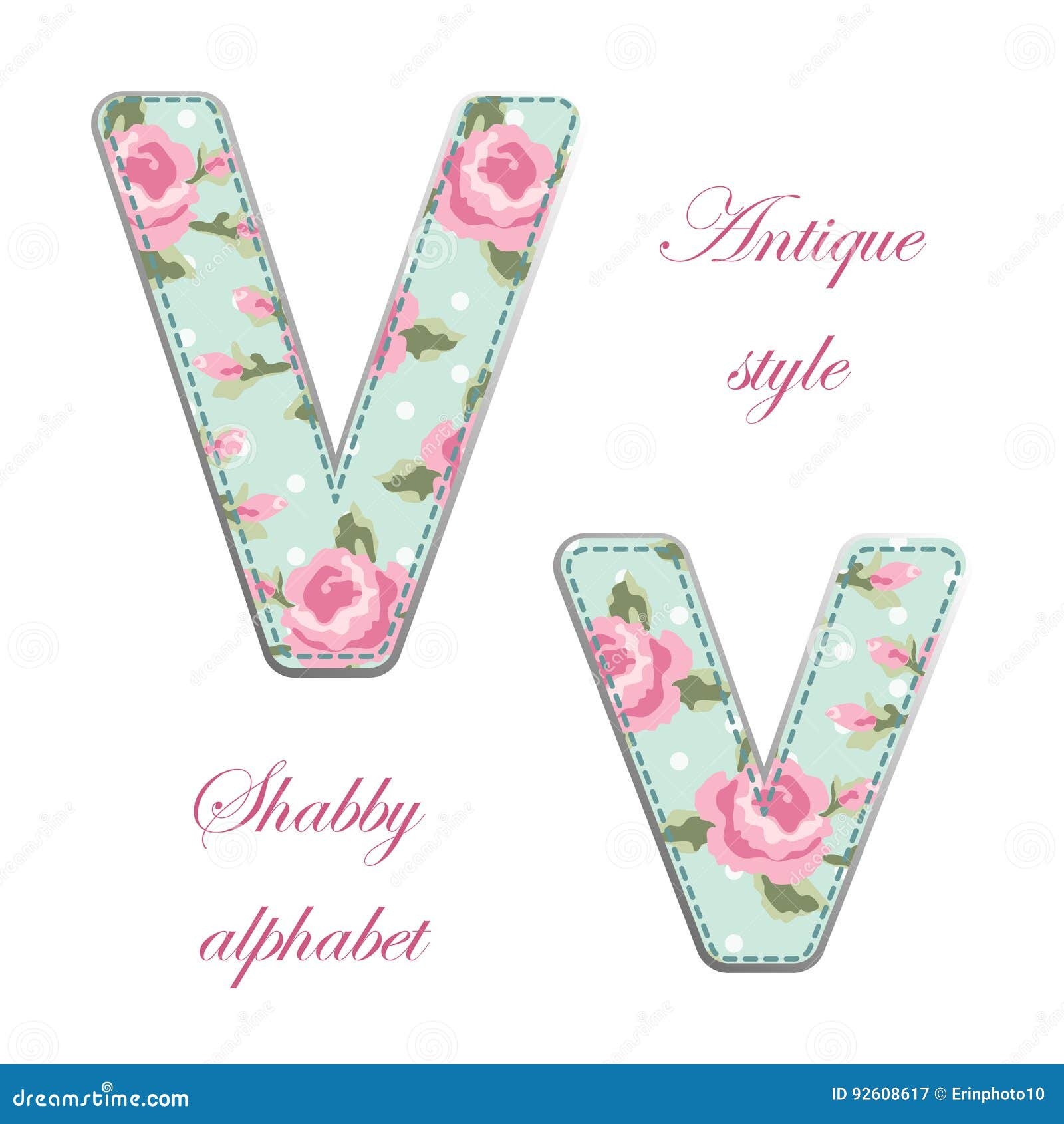 Fabric Retro Letters in Shabby Chic Style Stock Vector - Illustration ...