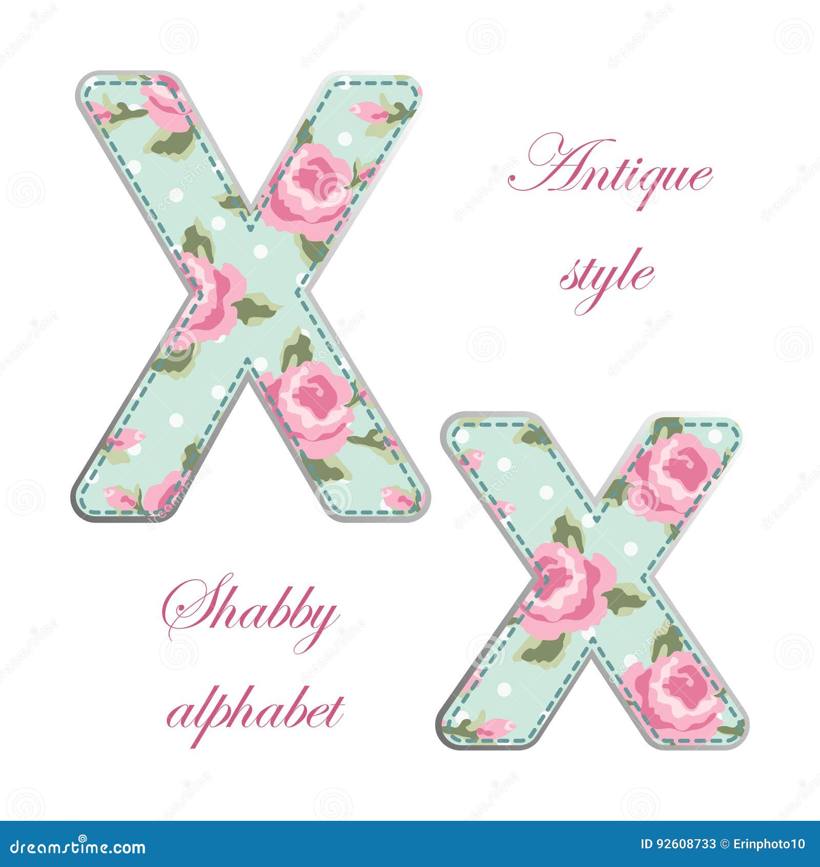 Fabric Retro Letters in Shabby Chic Style Stock Vector - Illustration ...