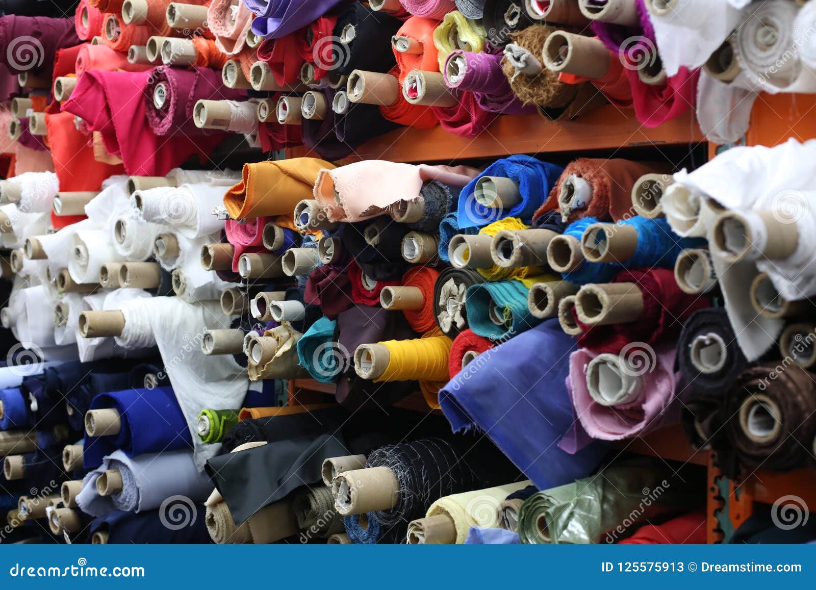 Fabric Rolls in Fabric Store Stock Image - Image of store, public ...