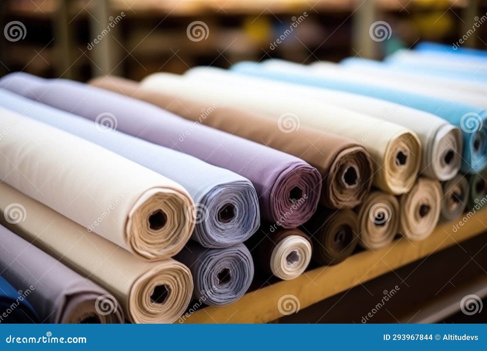 Fabric Rolls on a Textile Factory Table Stock Illustration ...