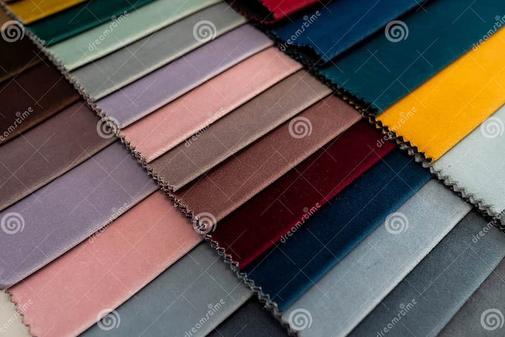 Fabric Samples in Different Colors for Renovation Sofa. Upholstery ...