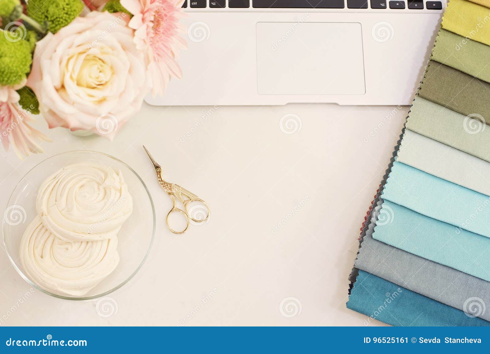 Fabric Samples on the Table. the Designer Workplace Concept Stock Image ...