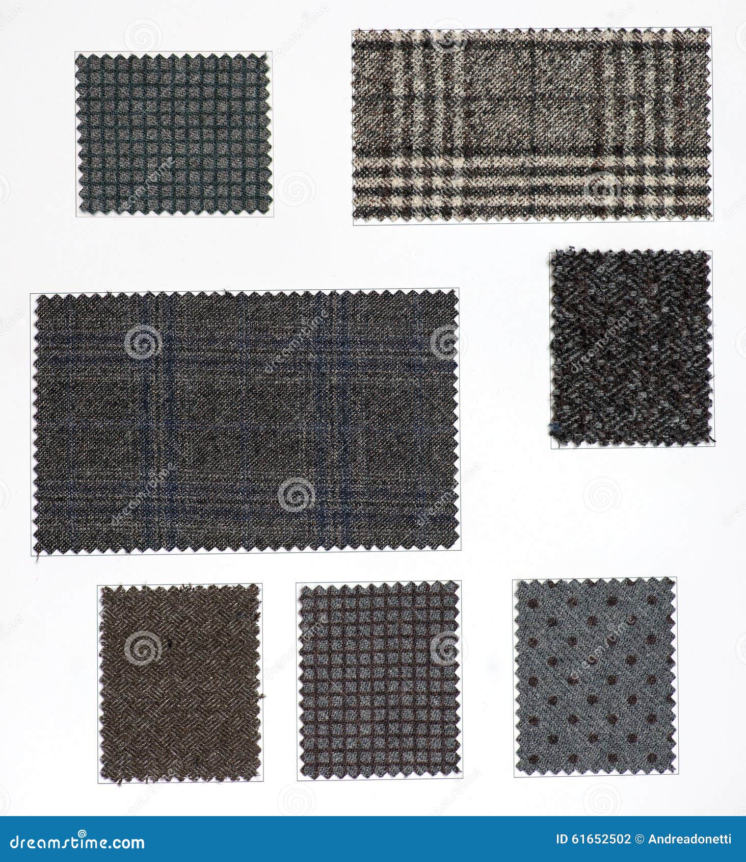 Fabric Samples on White Sheet Stock Photo - Image of cloth, check: 61652502