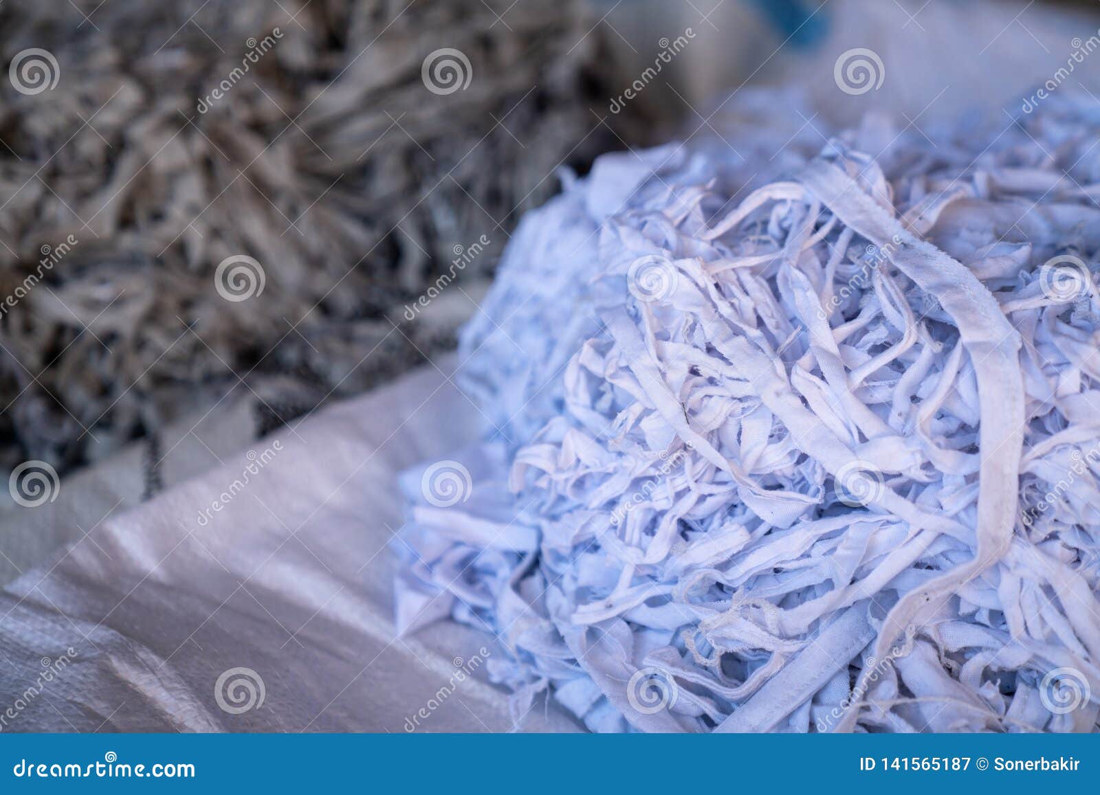 Fabric Scraps, Old Clothing and Textiles are Cut into Strips Waiting ...