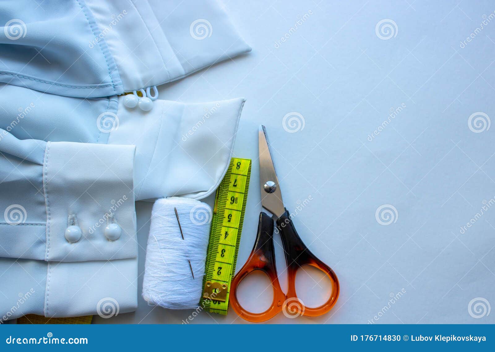 Fabric for Sewing Clothes. Items for Sewing Clothes Stock Photo - Image ...