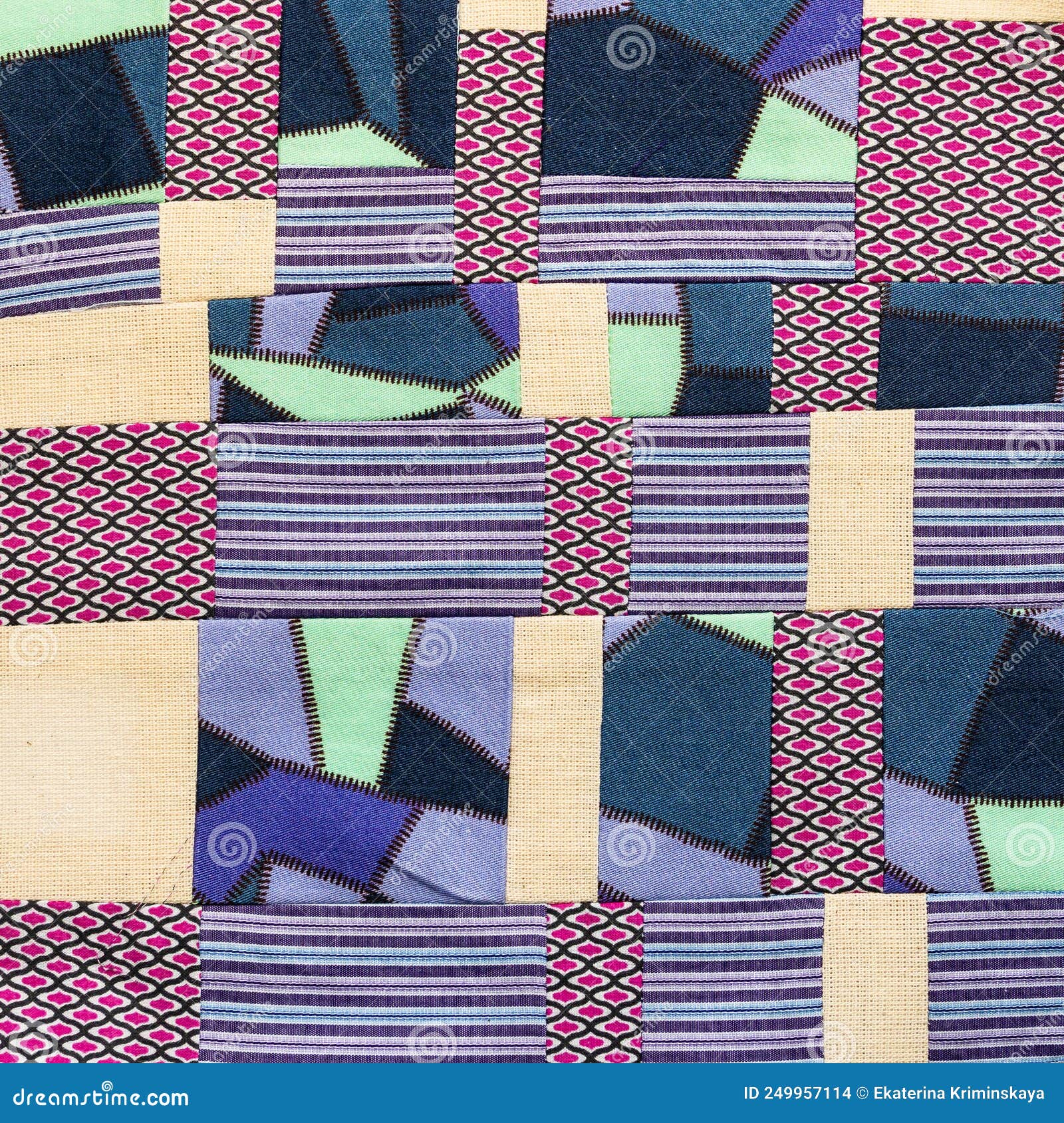 Fabric Sewn in Convergence Patchwork Technique Stock Photo - Image of ...
