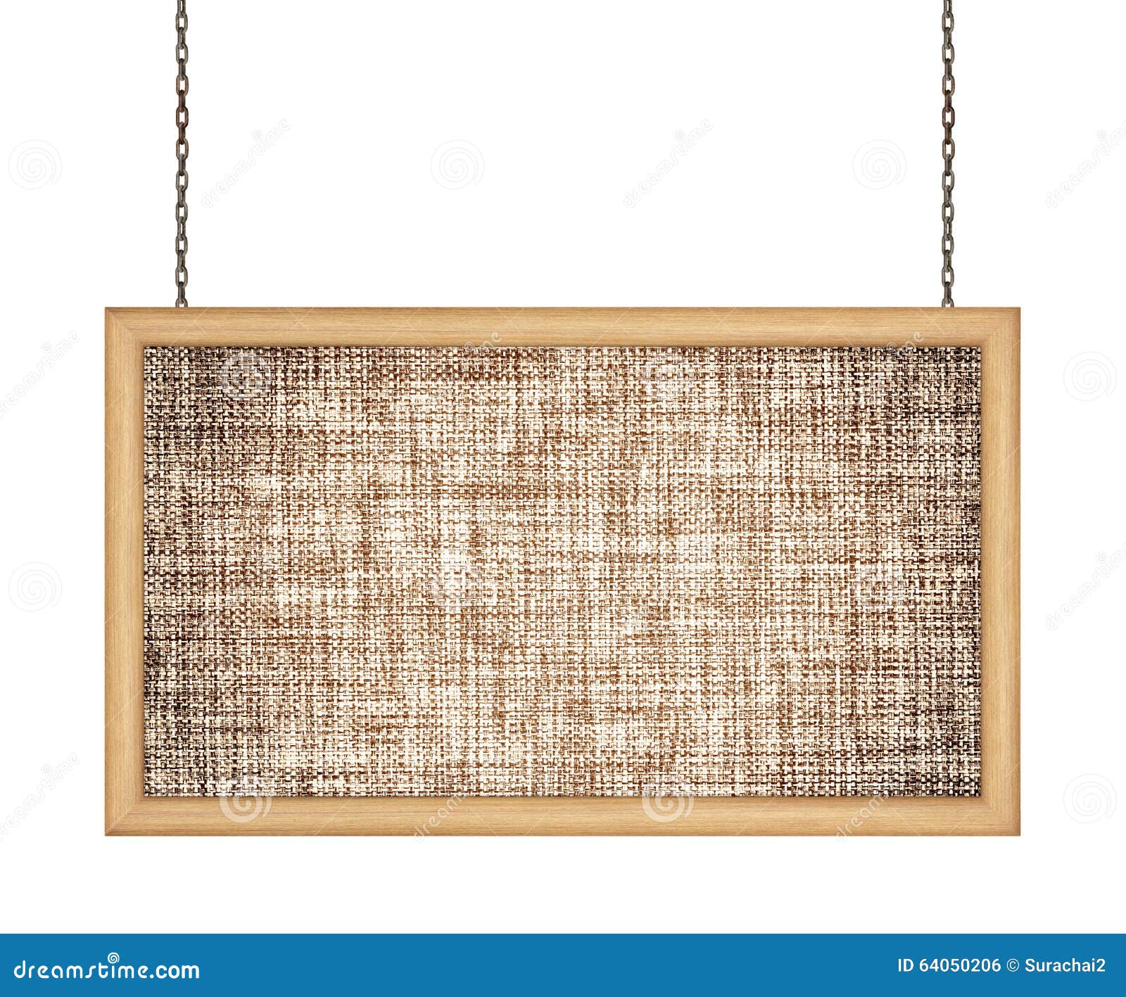 Fabric Signboard Hanging a Chain on White Background Stock Photo ...