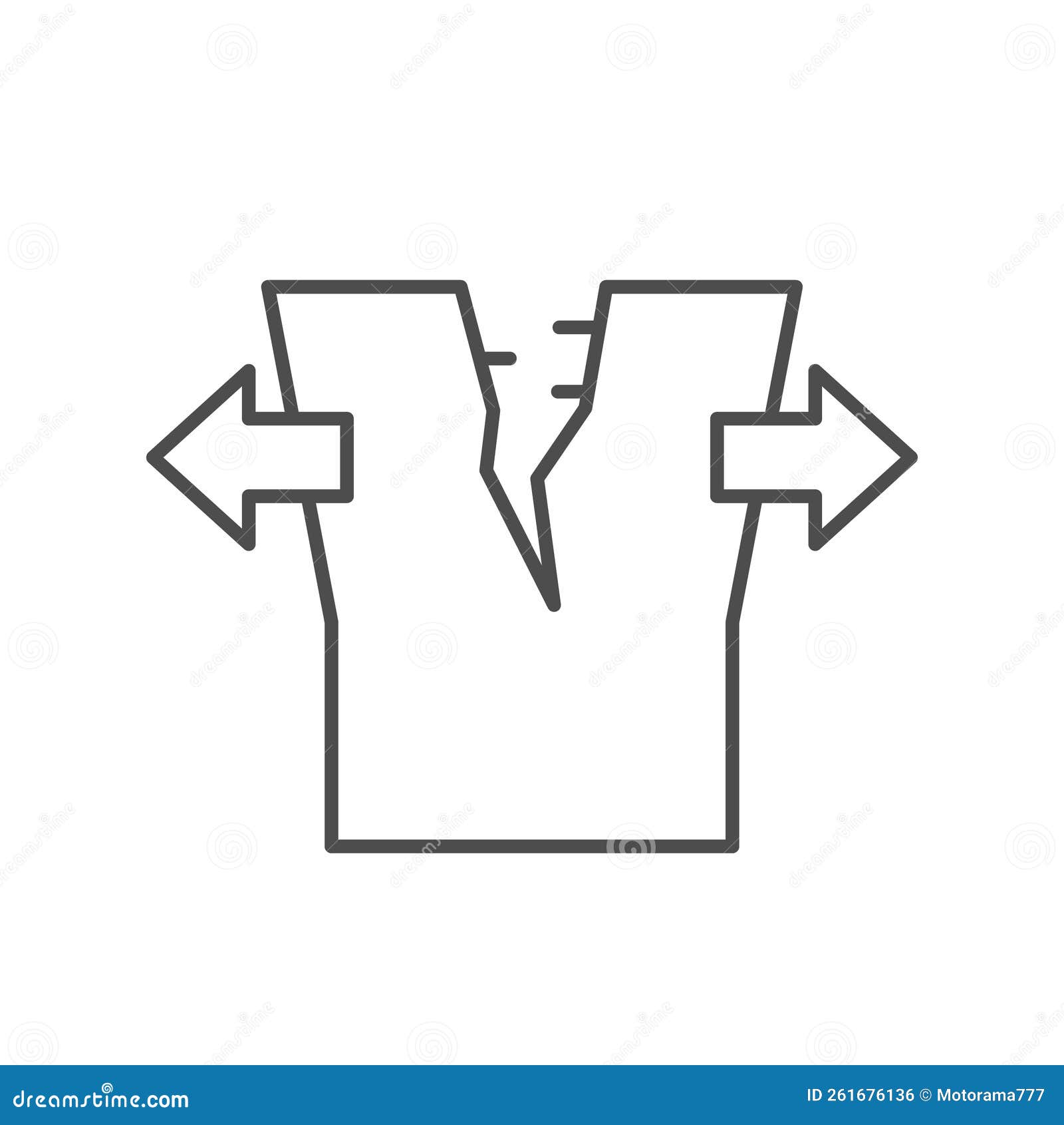 Fabric Tear Line Outline Icon Stock Vector - Illustration of ripped ...