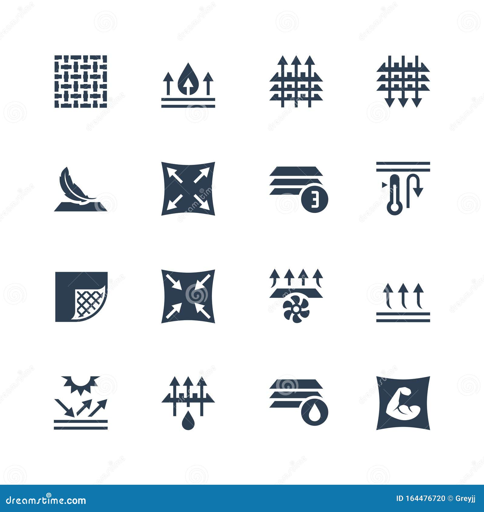 Fabric Technology and Properties Icons Stock Vector - Illustration of ...