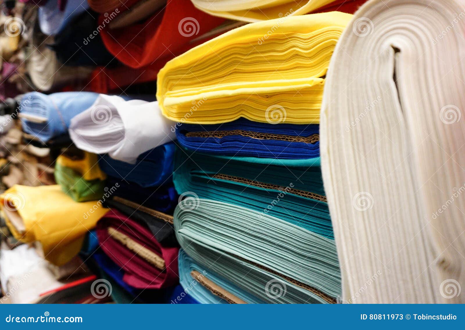 Fabric and Textile Rolls in Warehouse Stock Image - Image of design ...
